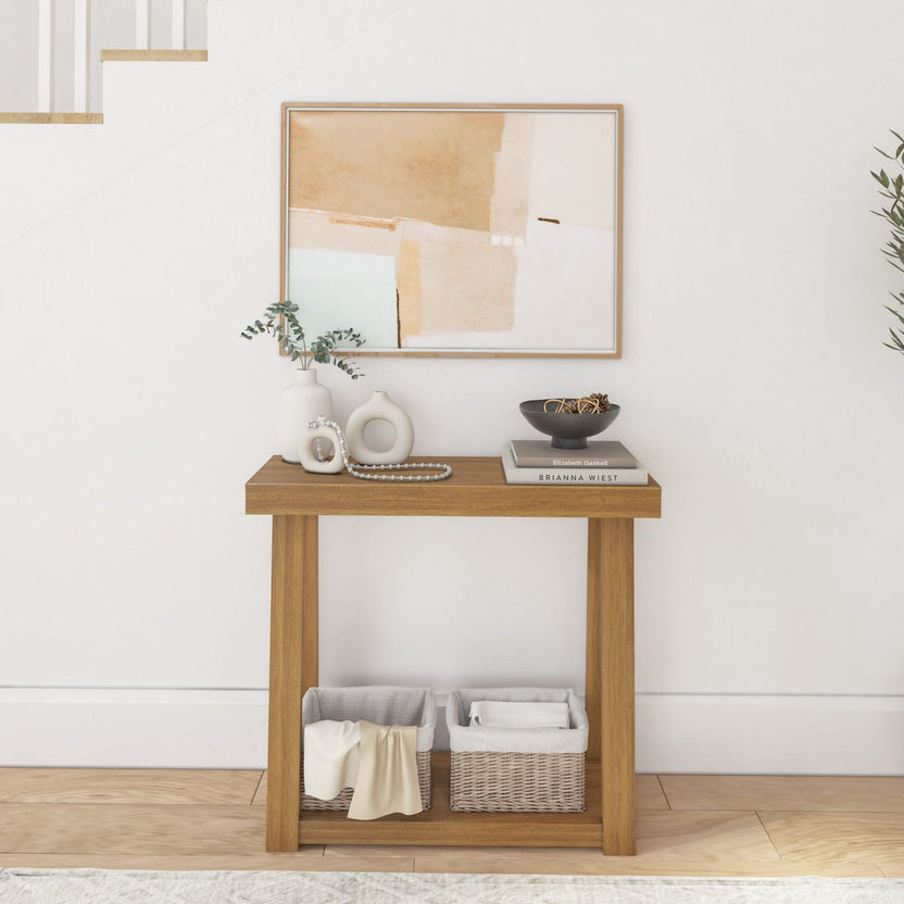 Console Table with Shelf, 36 Inch Solid Wood Narrow Entryway Table with ...