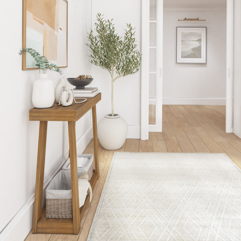 Console Table with Shelf, 36 Inch Solid Wood Narrow Entryway Table with ...