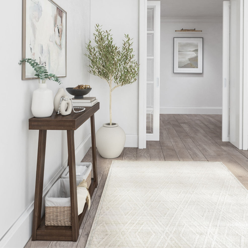 Console Table with Shelf, 36 Inch Solid Wood Narrow Entryway Table with ...