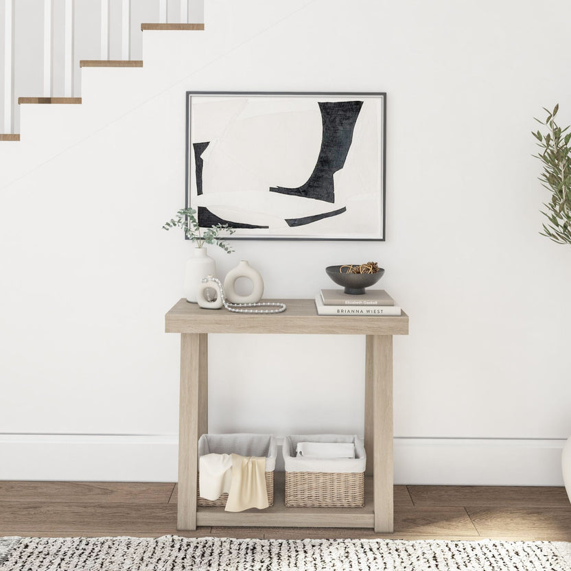 Console Table with Shelf, 36 Inch Solid Wood Narrow Entryway Table with ...