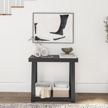 Console Table with Shelf, 36 Inch Solid Wood Narrow Entryway Table with ...