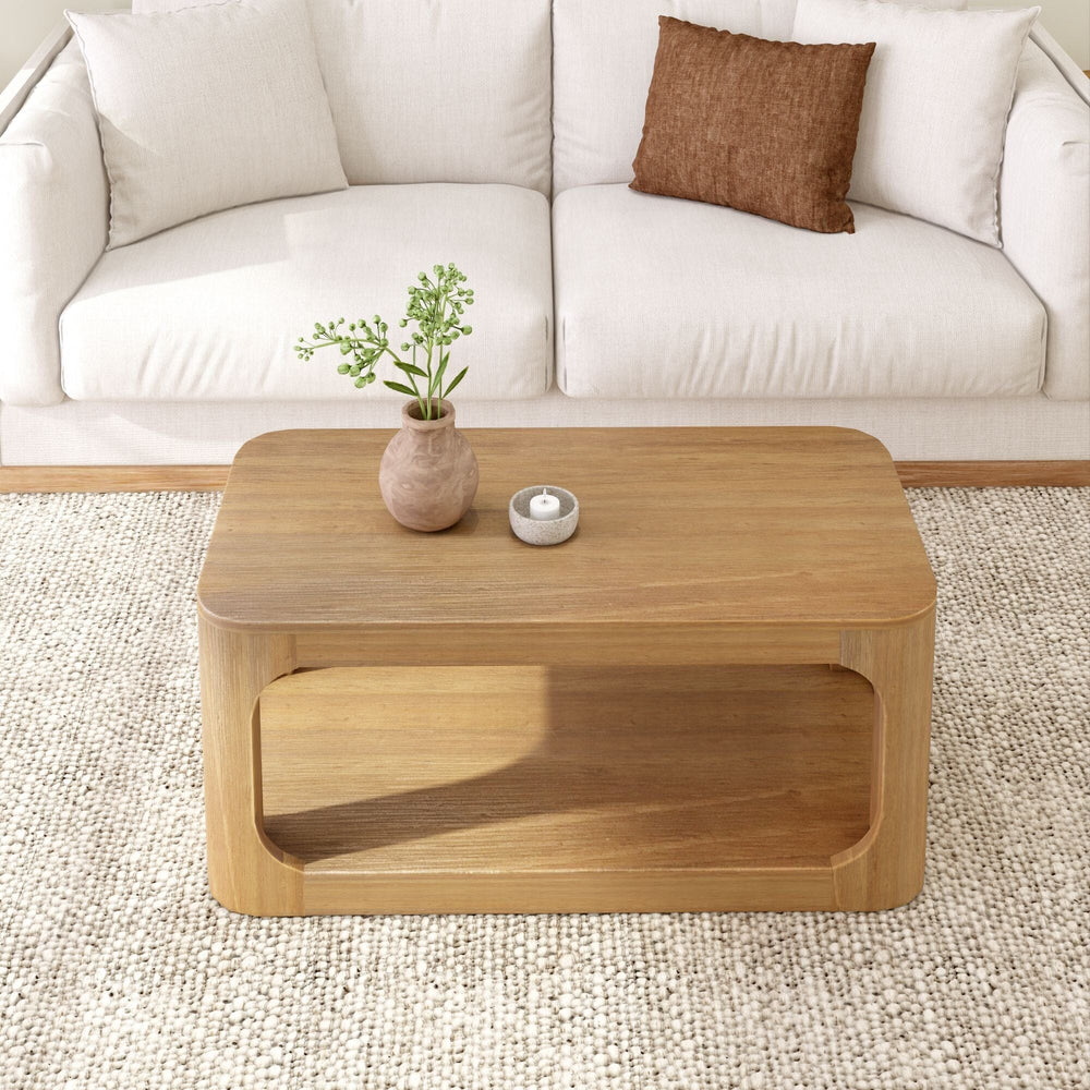 Forma Solid Wood Coffee Table with Shelf, 40" – Plank+Beam