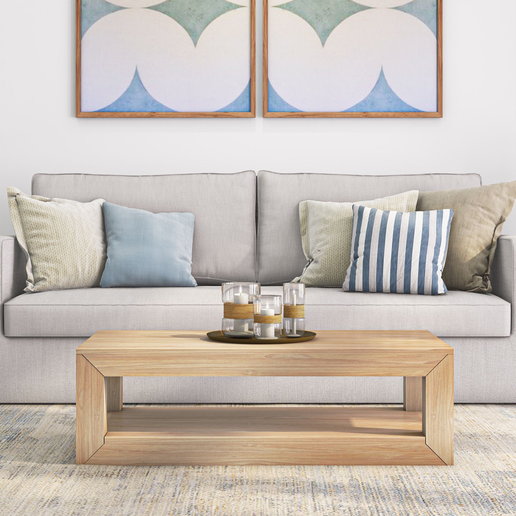 Rectangle coffee table with shelf store